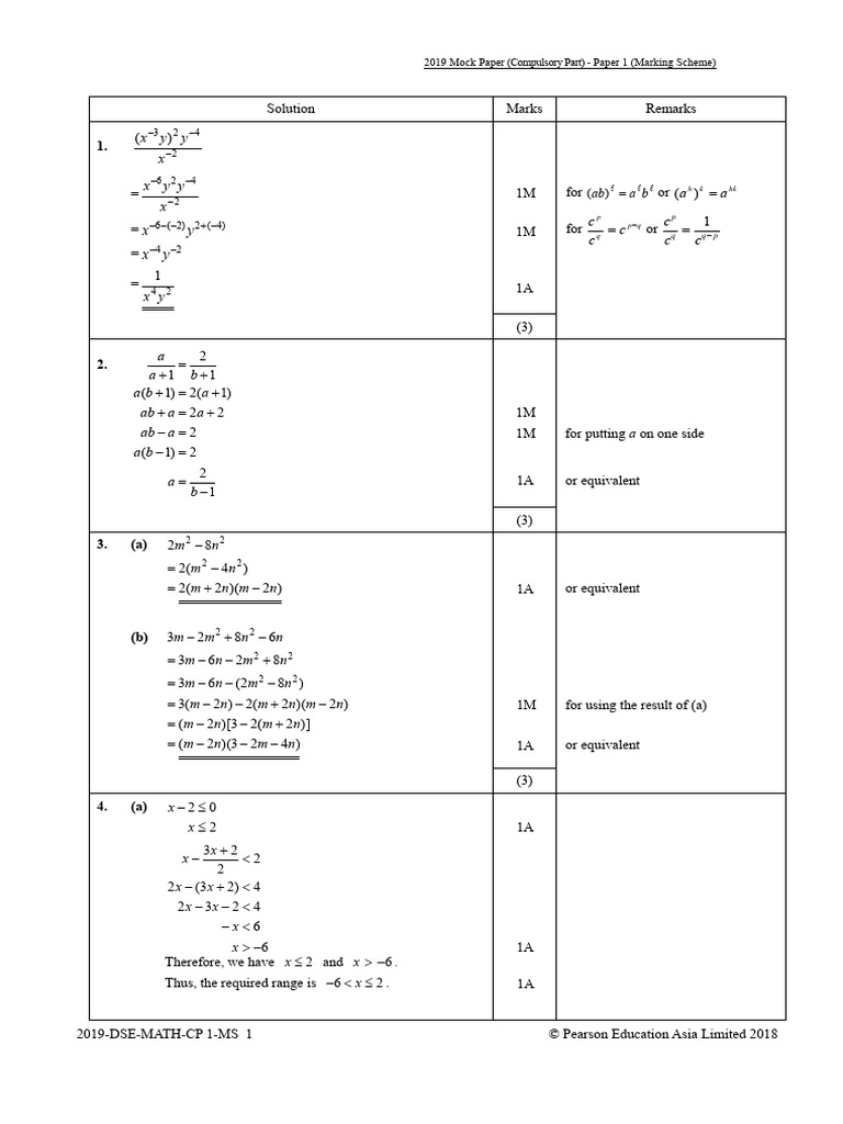 Mock 2019 compulsory part Paper 1 solutions | PDF | Euclid | Geometry