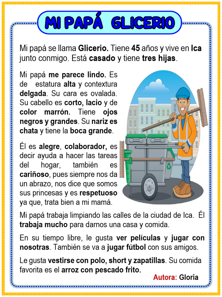 FICHA LEEMOS UNA DESCRIPCIÓN DE PAPÁ 2° MAESTRA JANET (1) | PDF