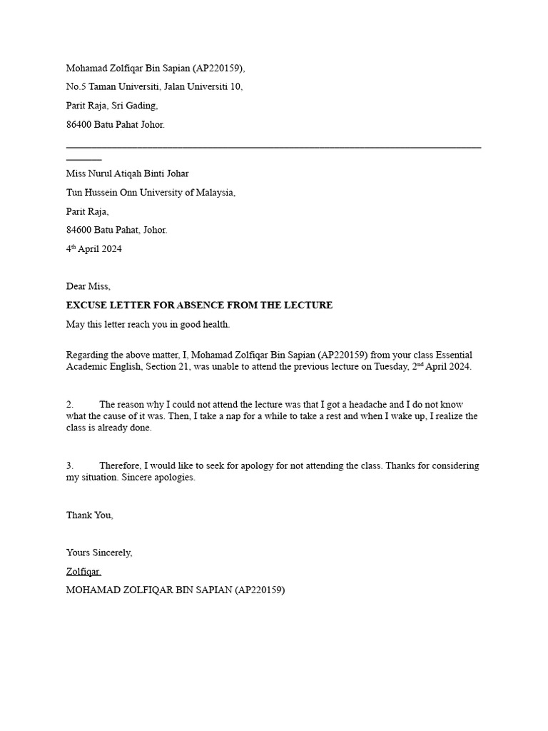 Formal Letter . | PDF