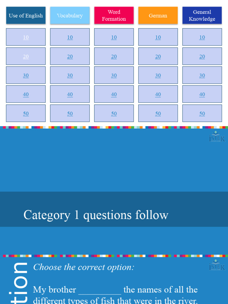Jeopardy - Grade 9 PPT2 | PDF | Vocabulary | English Language