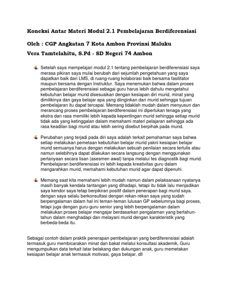 Koneksi Antar Materi Modul 2.1 | PDF | Karier & Perkembangan | Sains ...