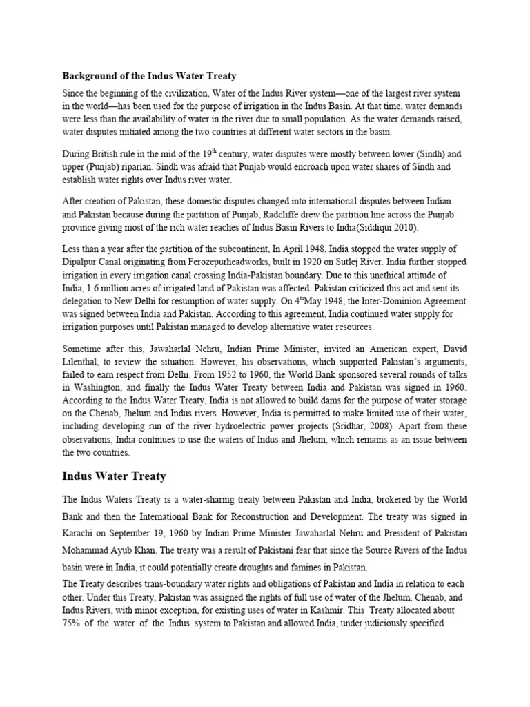 Indus Water Treaty and Indian Dams On Pak Rivers | PDF | Indus River ...