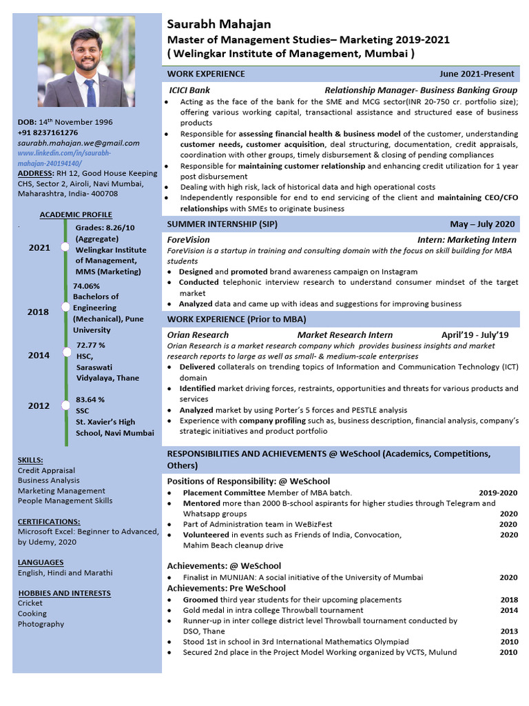 Saurabh Mahajan CV | PDF | Small And Medium Sized Enterprises | Business