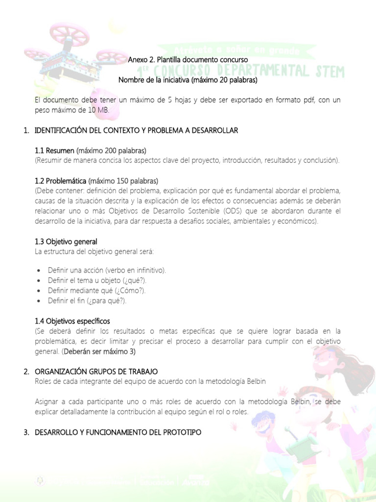 Anexo 2. Plantilla Documento Concurso | PDF