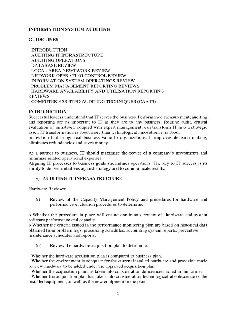 Information System Auditing Guidelines | Download Free PDF | Databases | Computer Network