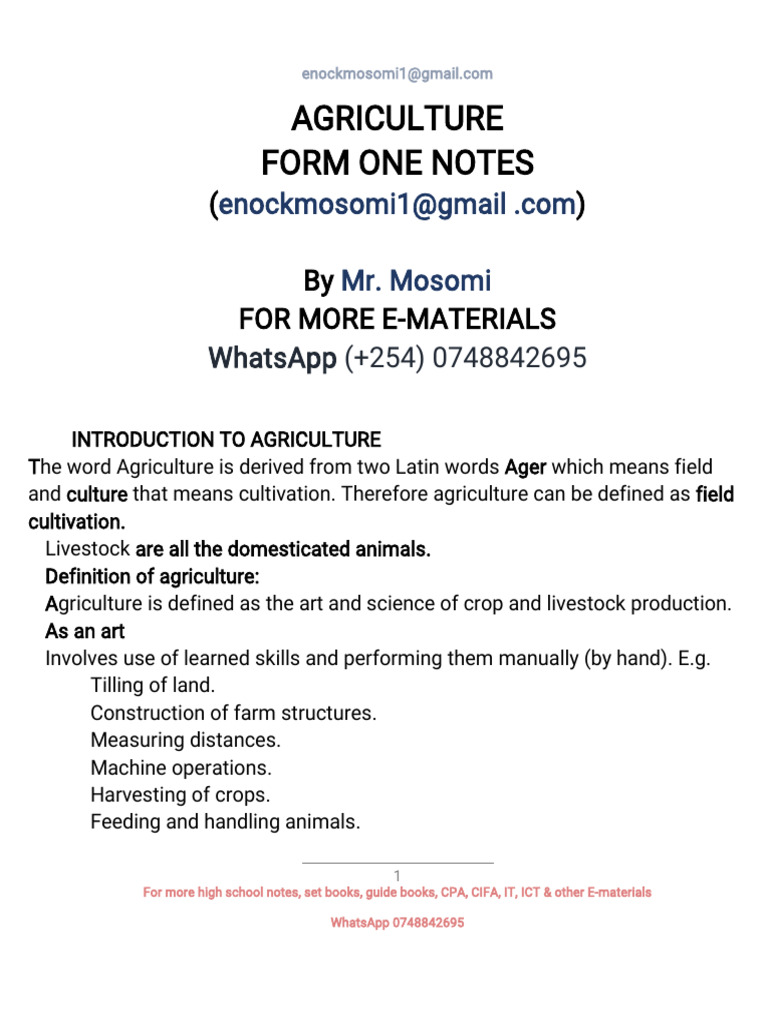 Form One Agric Notes-1 | PDF