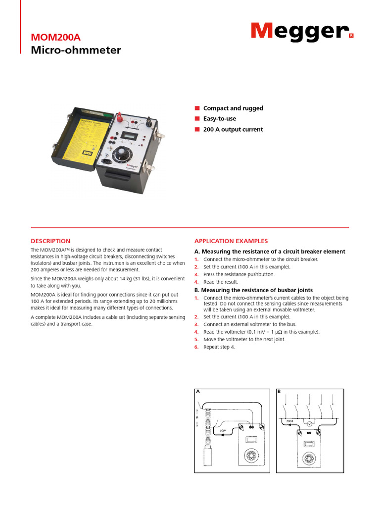 Megger Mom200a Datasheet | PDF | Electrical Resistance And Conductance ...