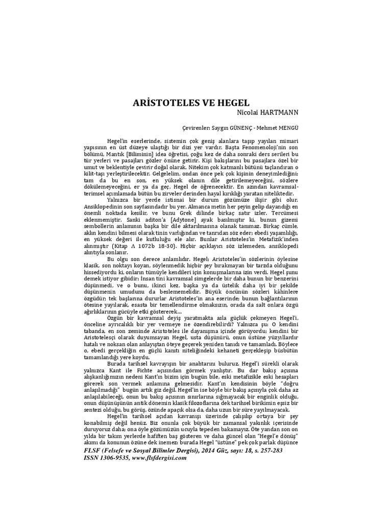 Ar - Stoteles Ve Hegel (#978816) - 1909001 | PDF
