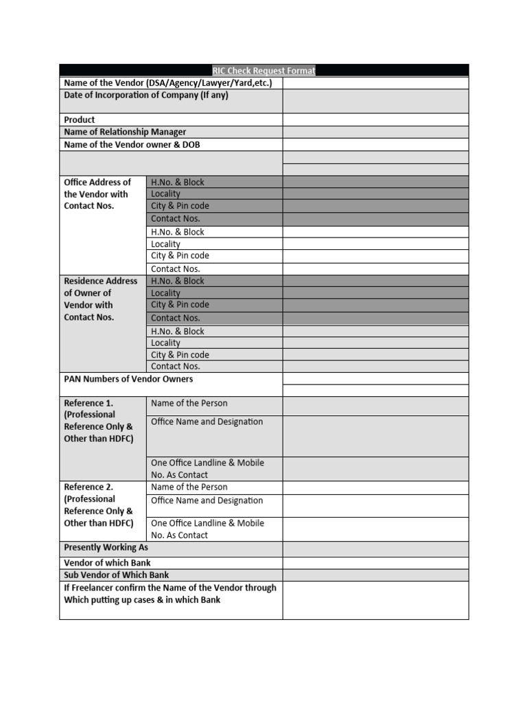 Vendor Check RIC Format | PDF
