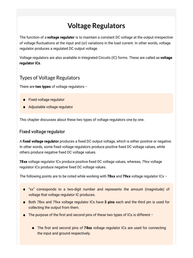 Voltage Regulators | PDF | Voltage | Direct Current