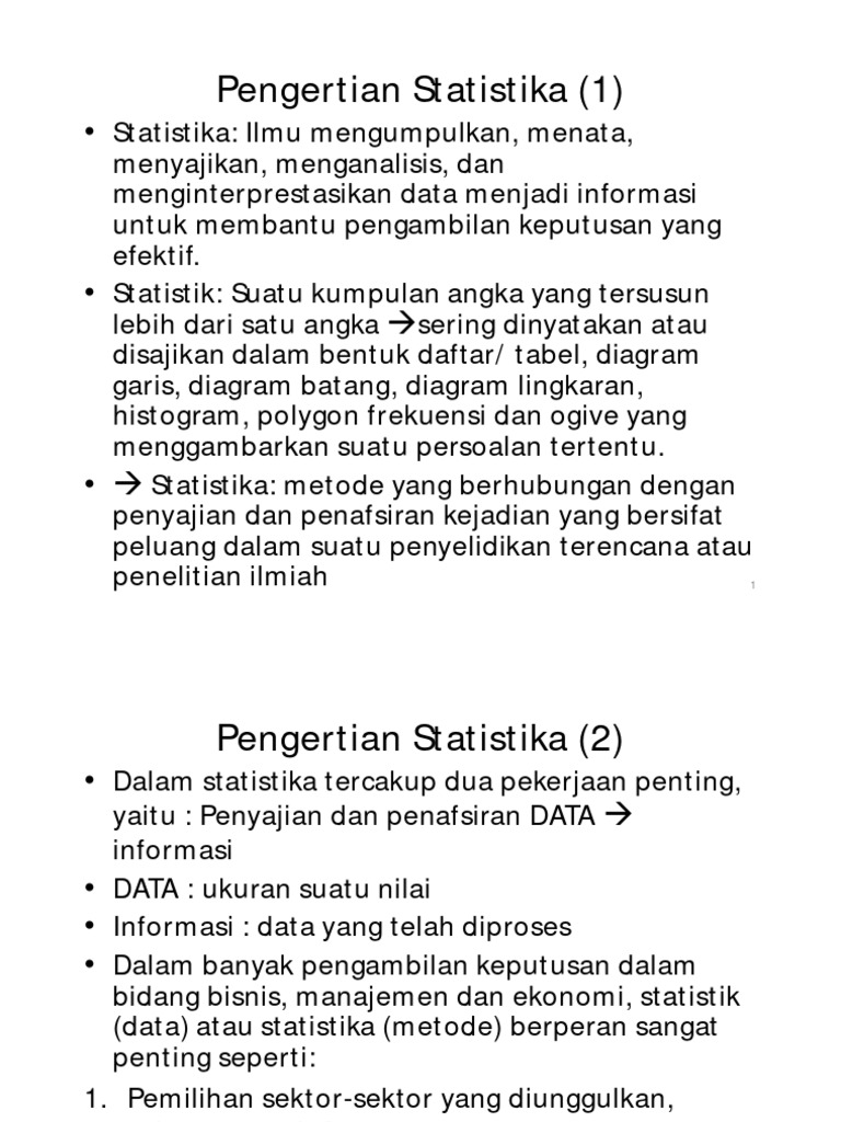 Pengertian Statistika 1 | PDF