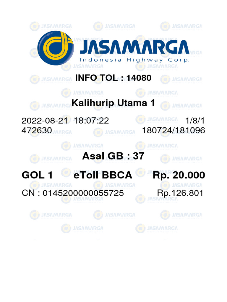 STRUK E TOL kalihurip | PDF