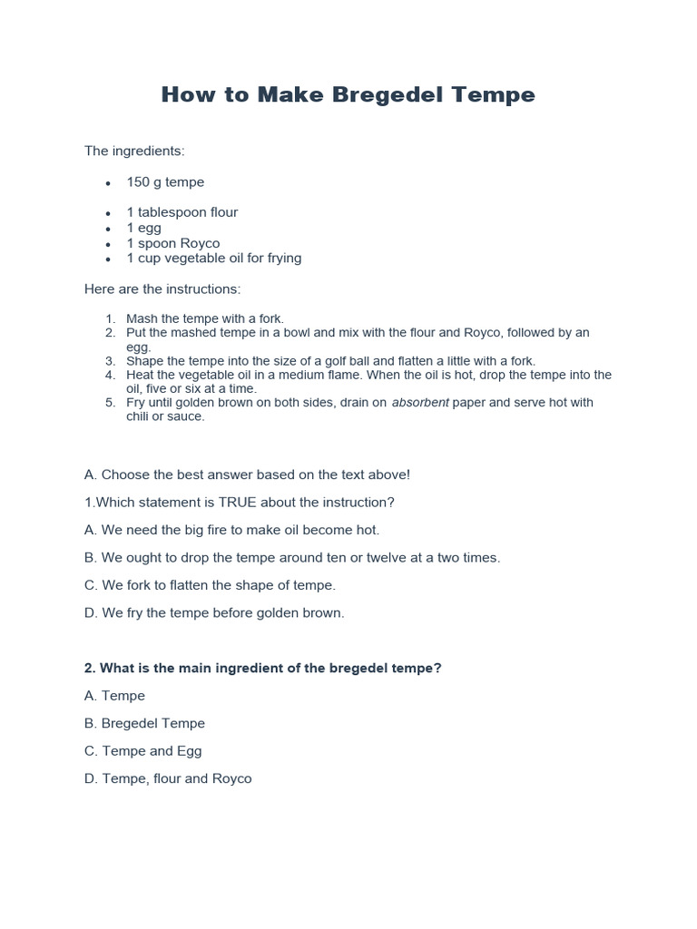 How to Make Bregedel Tempe | PDF | Food And Drink Preparation | Cooking