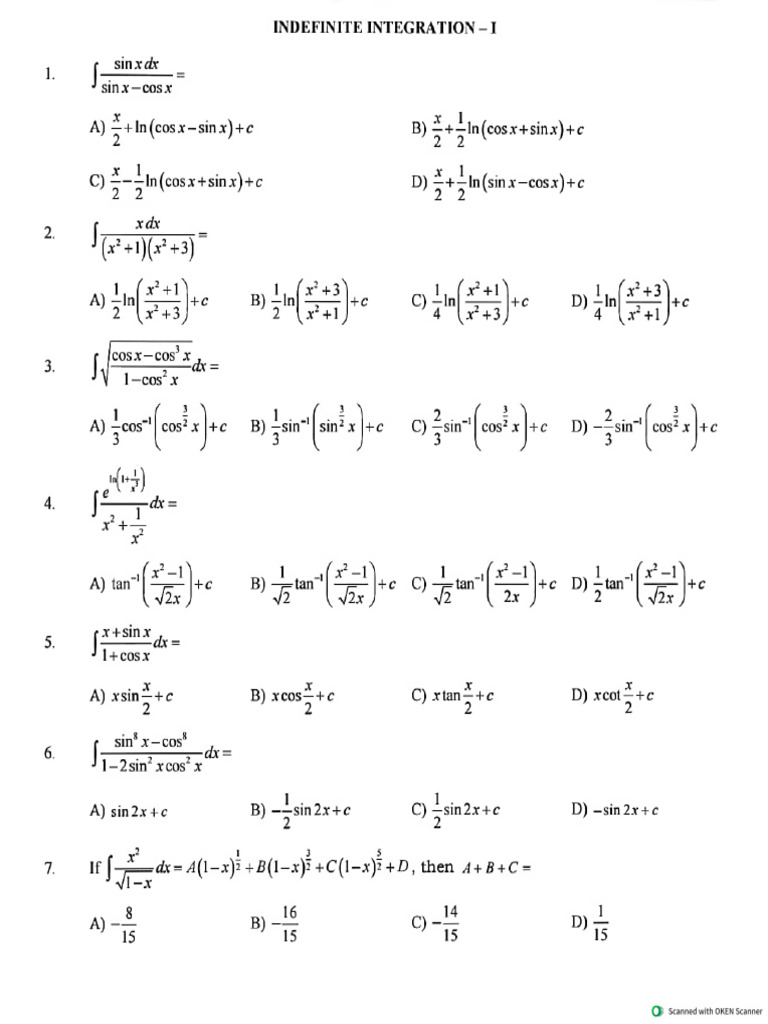 INDEFINITE INTEGRATION | PDF