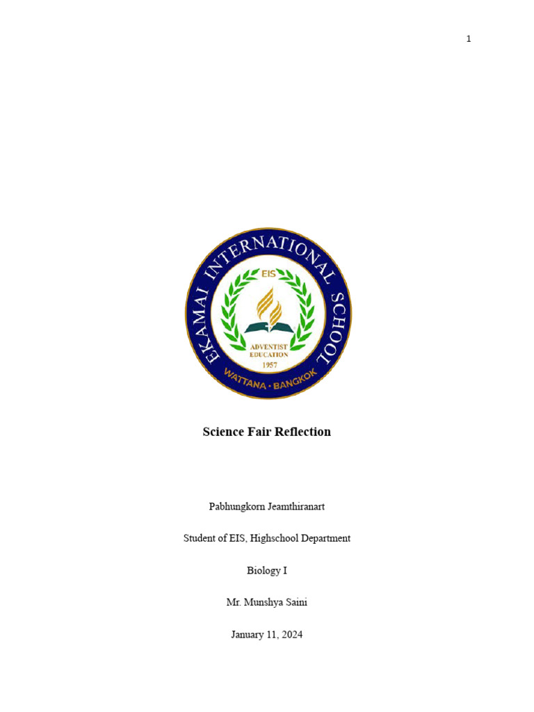 Science Fair Reflection and Insights | PDF | Reproduction | Biology