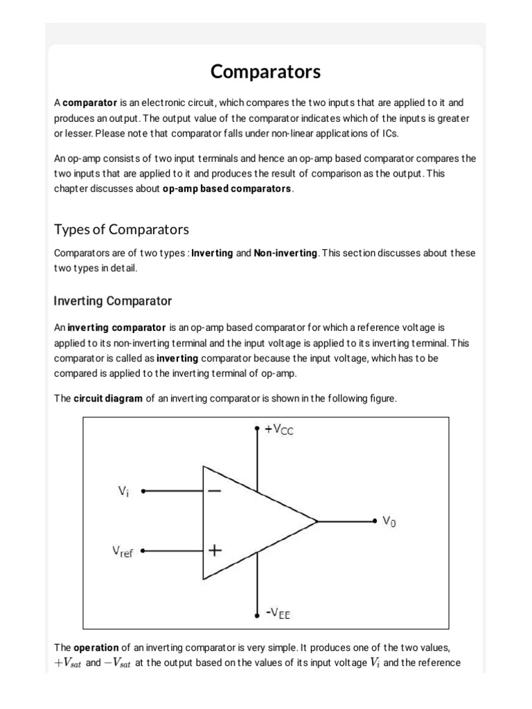 Comparators | PDF | Operational Amplifier | Electronic Circuits