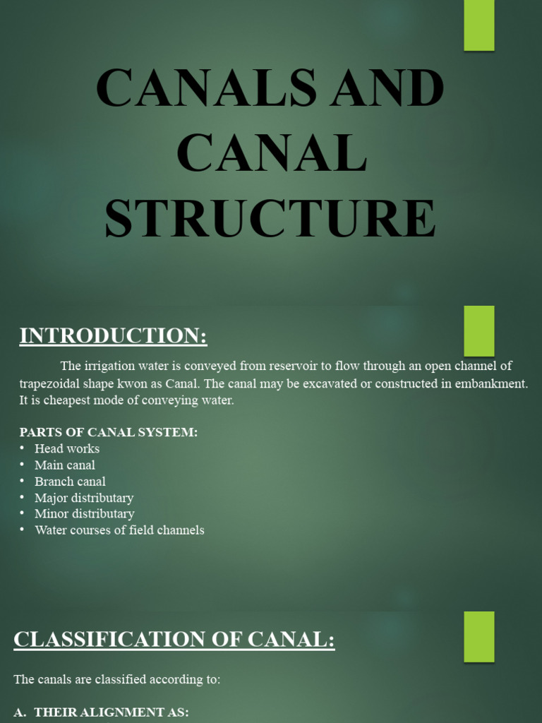 Canal Structure and Classification Overview | PDF | Canal | Physical ...