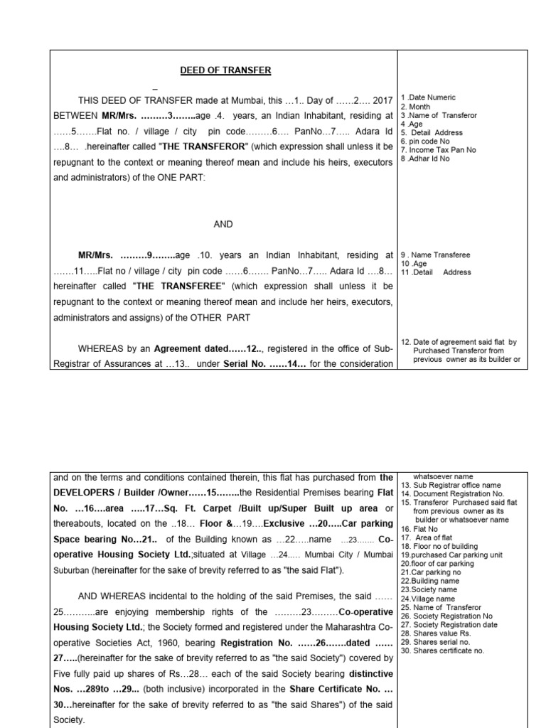 Deed of Transfer | PDF | Deed | Taxes