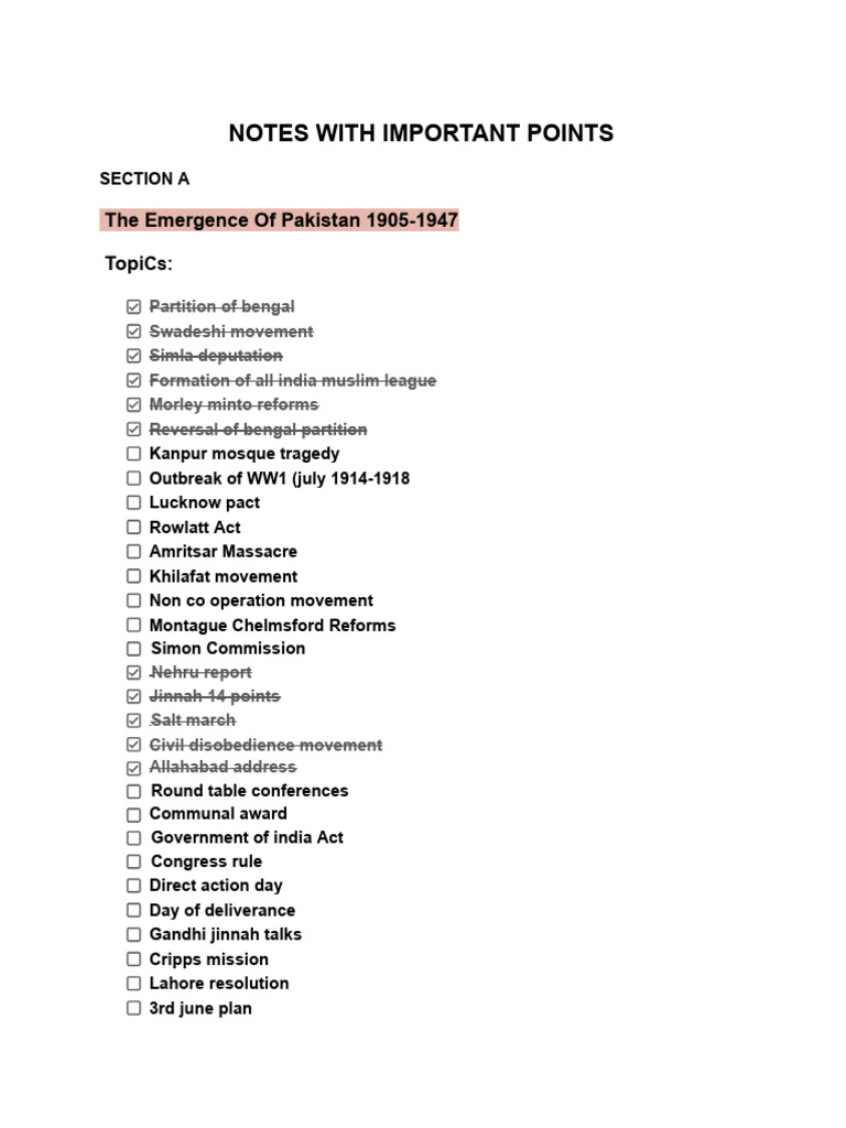 Section A. Teaching and Notes | PDF | Partition Of India | British Raj