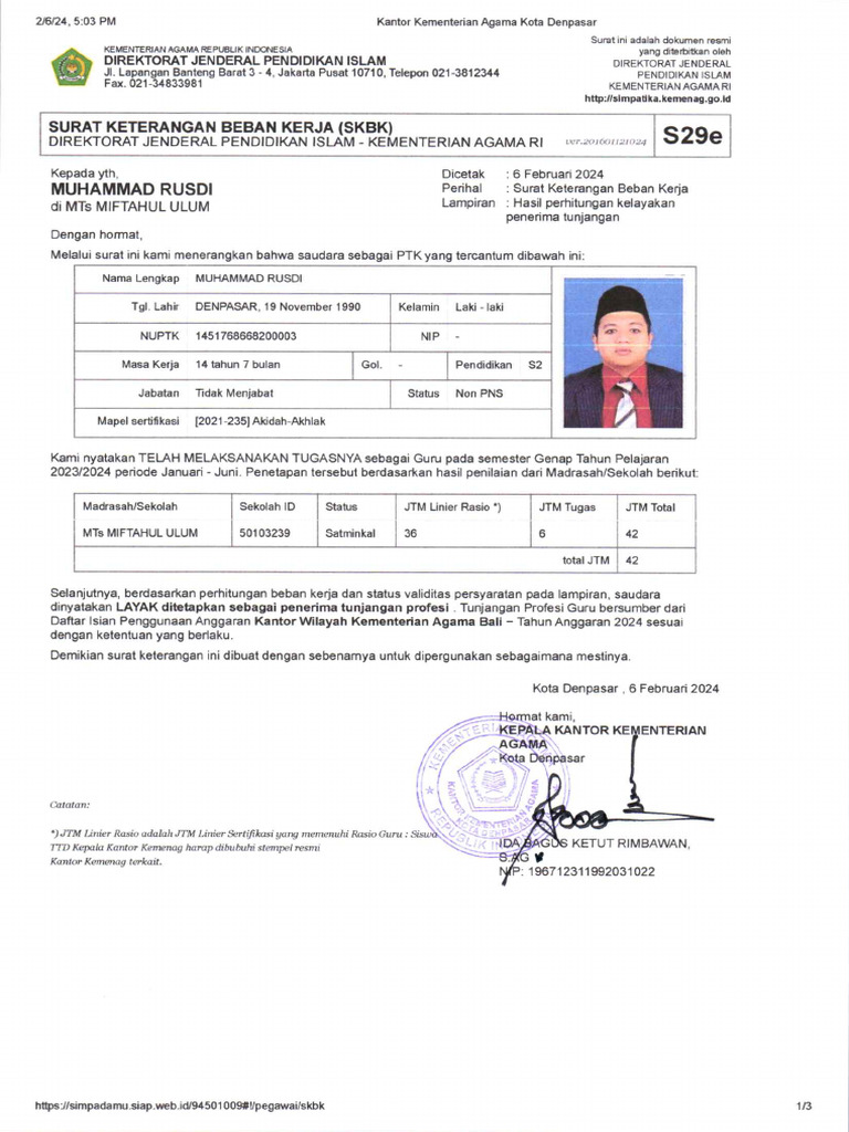 S29e Muhammad Rusdi Mts Miftahul Ulum | PDF