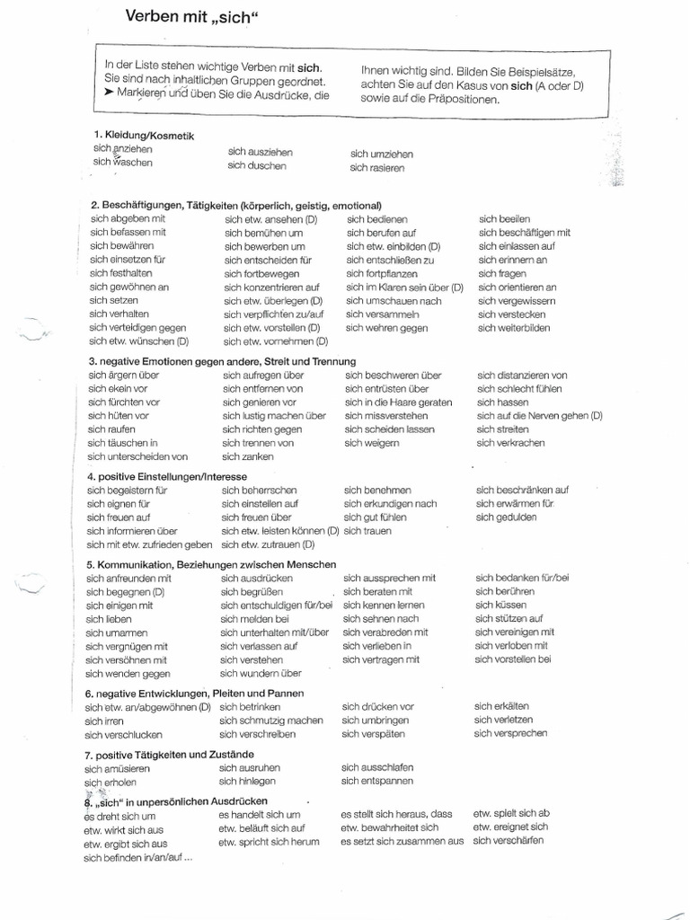 Liste Reflexive Verben | PDF