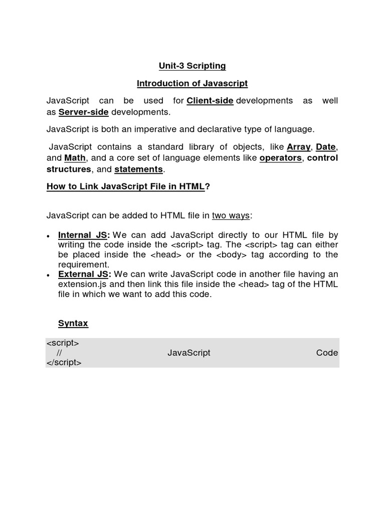 Unit-3 Web Tech | PDF | Java Script | Ajax (Programming) Unit-3 Web Tech | PDF | Java Script | Ajax (Programming)