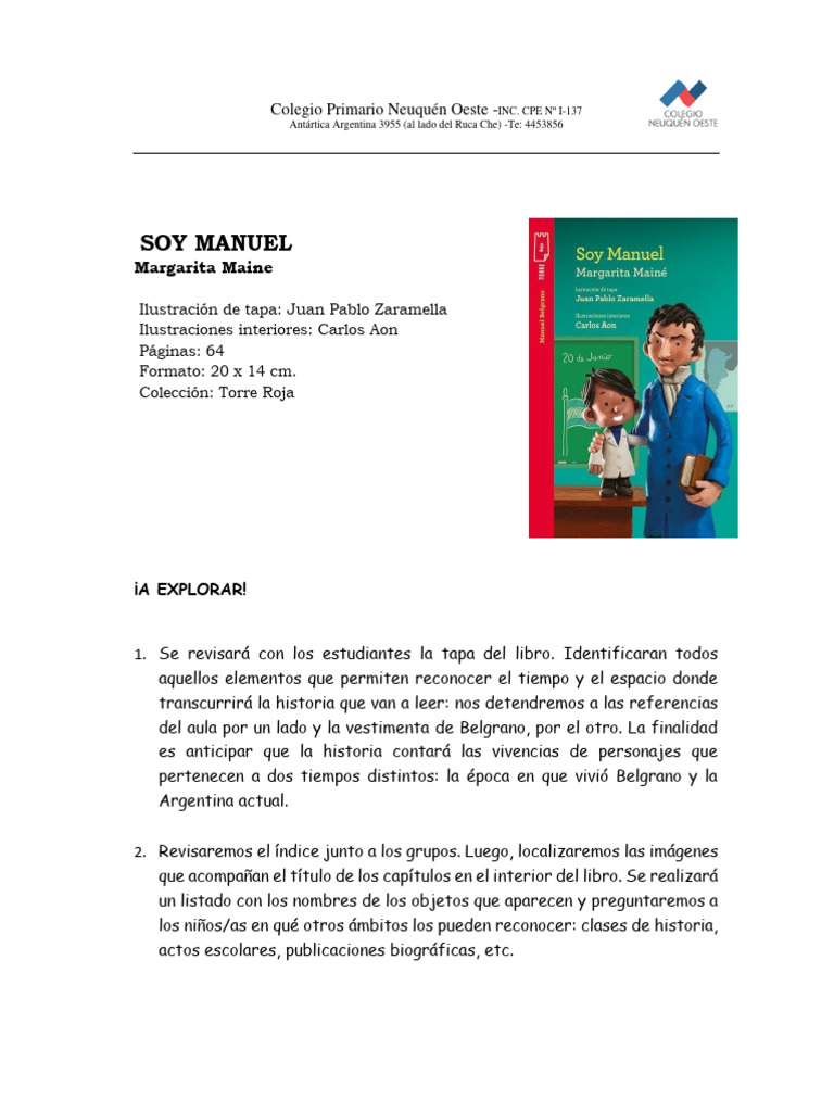SOY MANUEL Proyecto NQN Oeste 2021 | PDF | Novelas