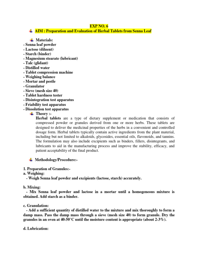 HDT LAB MANUAL | PDF | Tablet (Pharmacy) | Chemistry