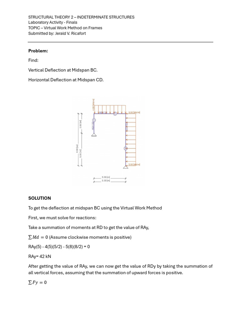 Ricafort - LabActivity1 Finals Theory2 VWMonFrames | PDF | Beam (Structure) | Mechanics