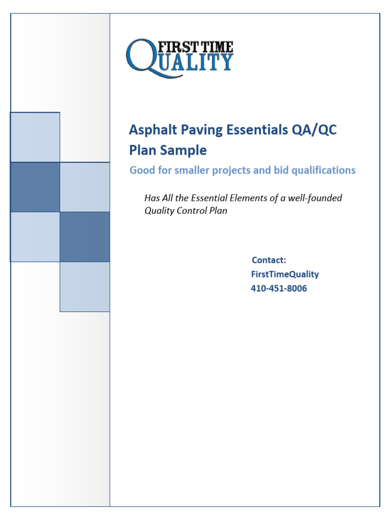 961 Asphalt Paving Essentials Quality Plan Sample | PDF | Quality ...
