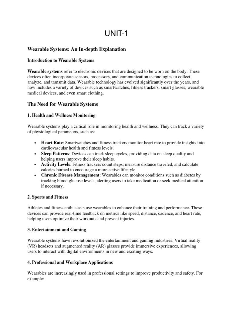 UNIT1 | PDF | Wearable Technology | Virtual Reality