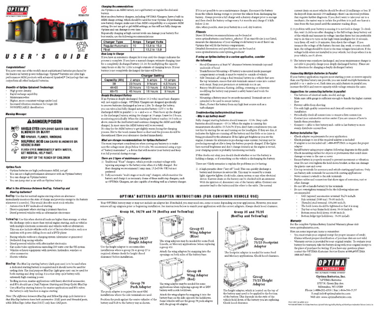 Optima Battery User Guide | PDF