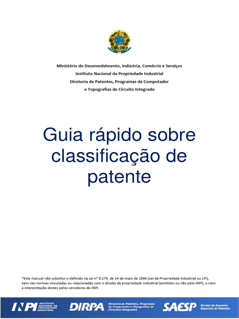 Guia de Classificação de Patentes IPC | PDF | Patente | Invenção