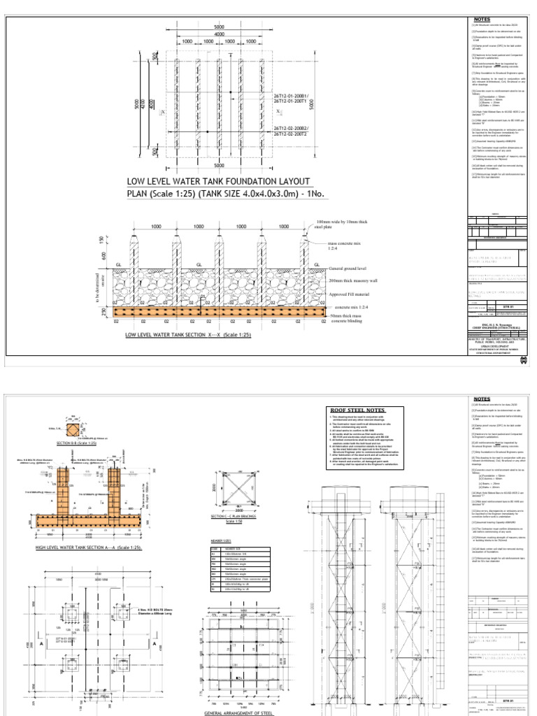Water Tank Structures Drawings | Download Free PDF | Concrete ...