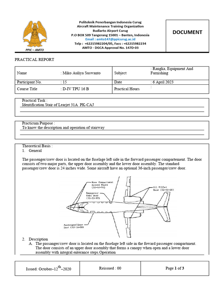 Practical Report Stair Learjet 31a Pk-Caj | PDF | Aviation | Aircraft