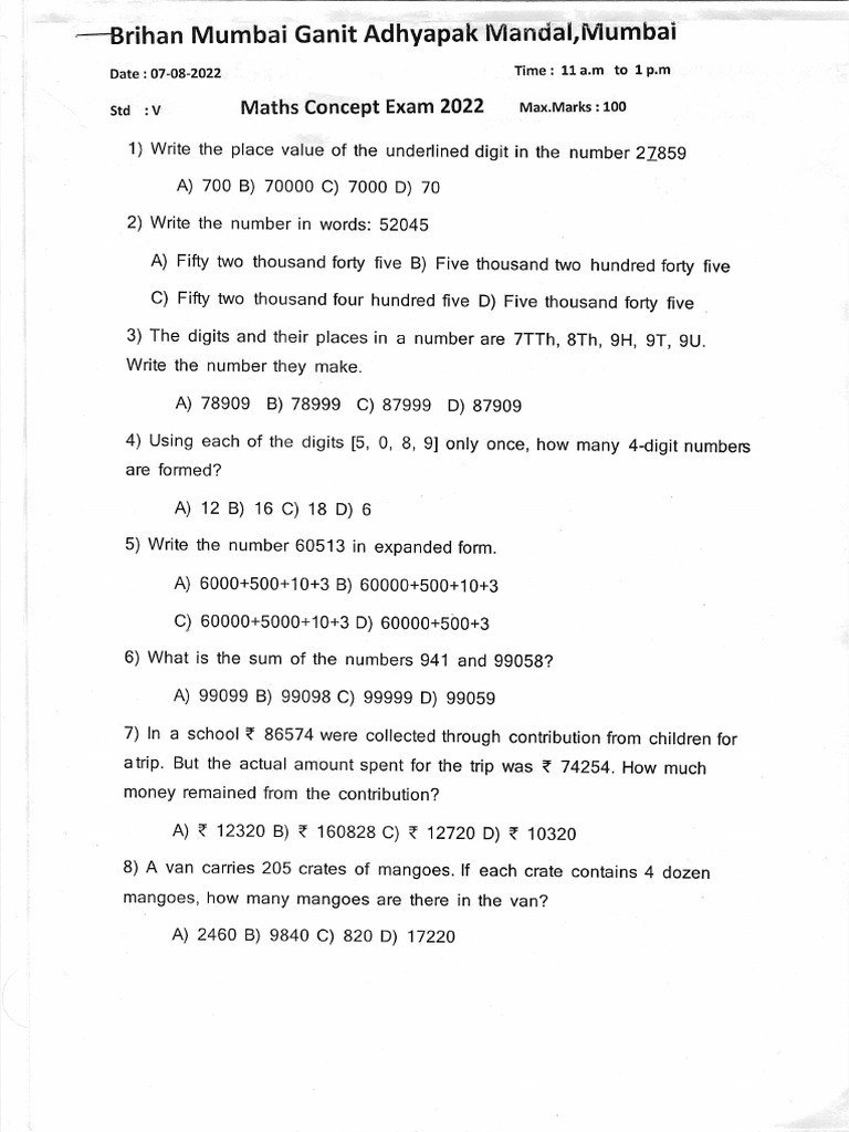 Mumbai Ganit Mandal Maths STD 5 Eng | PDF
