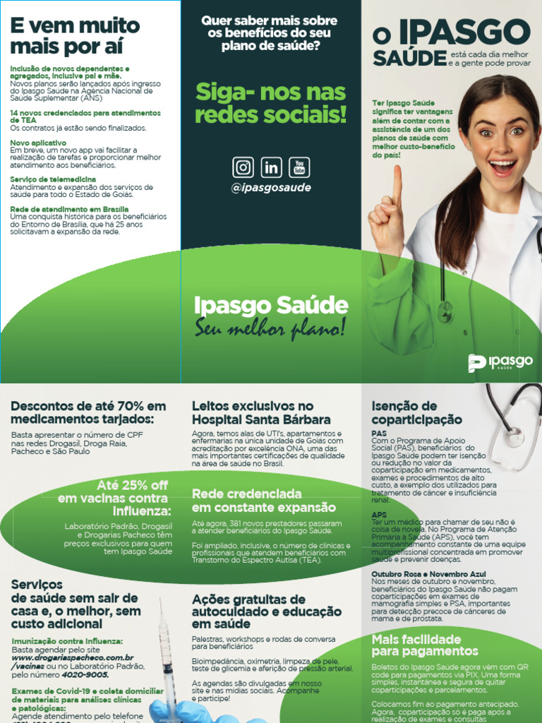 Folder - O Ipasgo Saúde Está Cada Dia Melhor e A Gente Pode Provar | PDF | Remédio | Medicina ...
