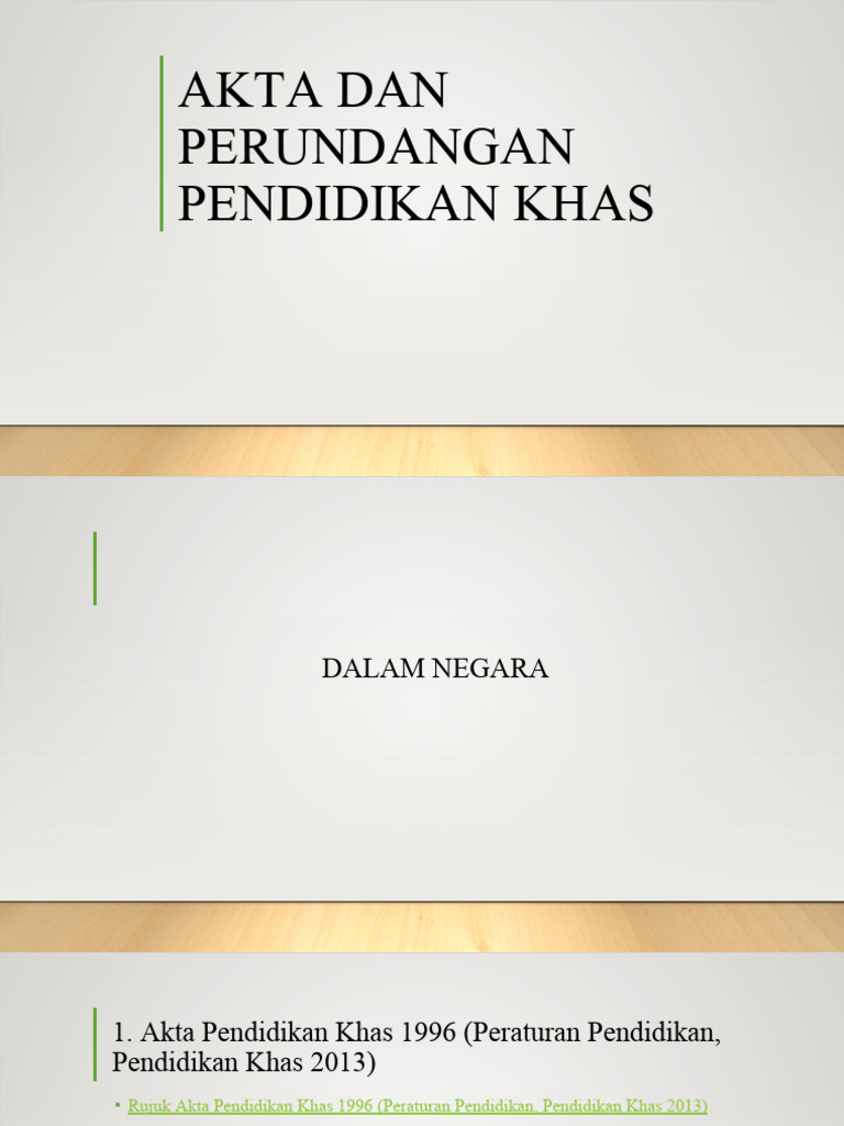 Akta Dan Perundangan Pendidikan Khas | PDF