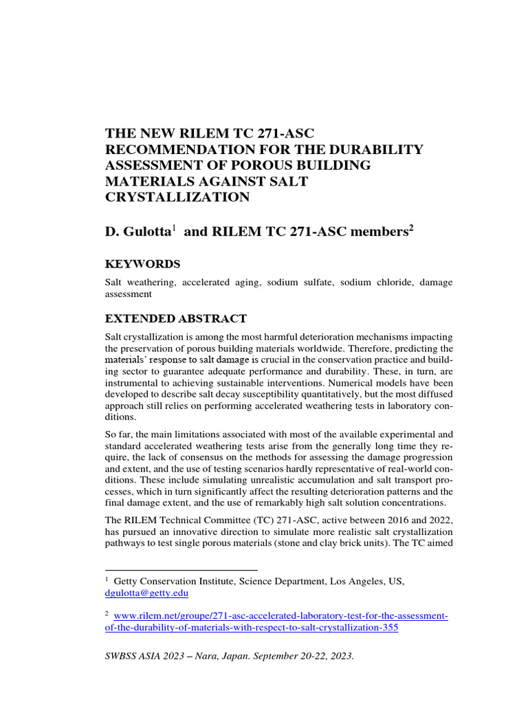 The New Rilem TC 271-Asc Recommendation For The Durability Assessment ...