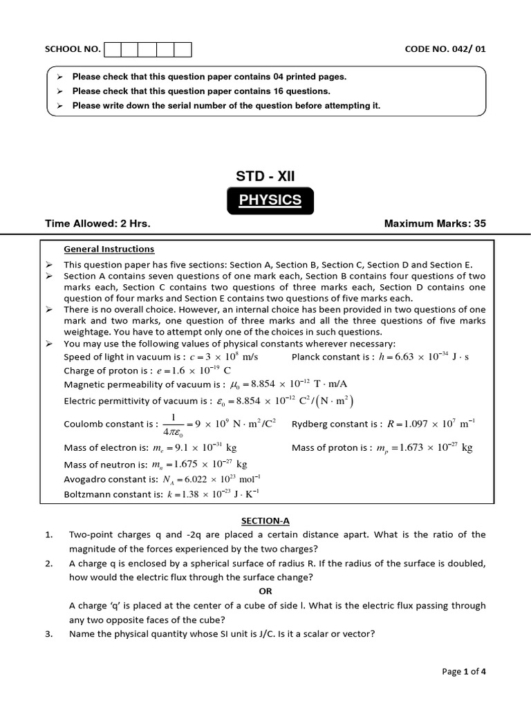 Set-1 (Phy. - PST) | PDF | Capacitor | Capacitance