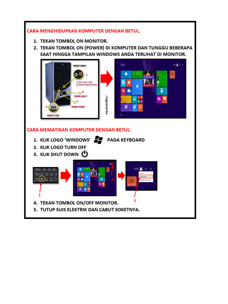 Cara Menghidupkan Komputer Dengan Betul | PDF