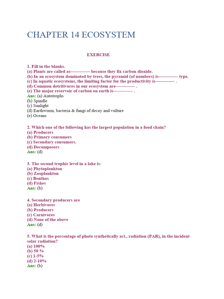 Chapter 14 Ecosystem | PDF | Food Web | Ecosystem