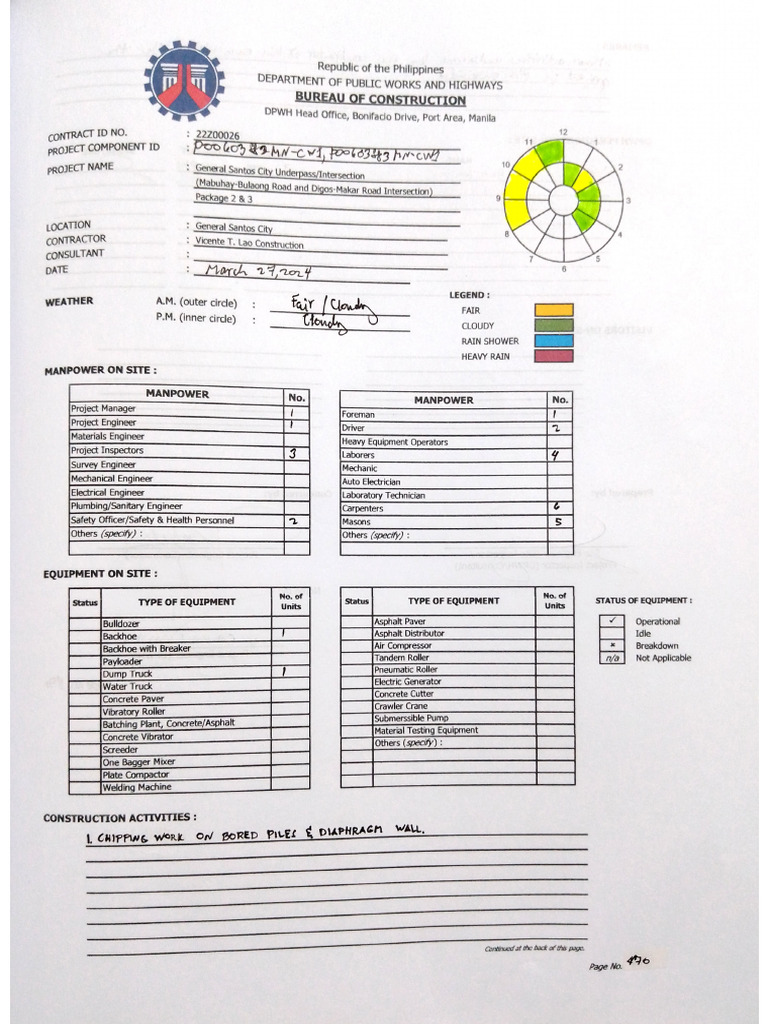 March 27,2024 Construction Logbook | PDF