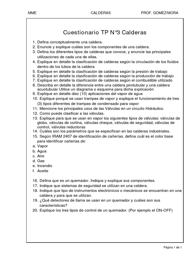 TP3 - Calderas 2023 | PDF