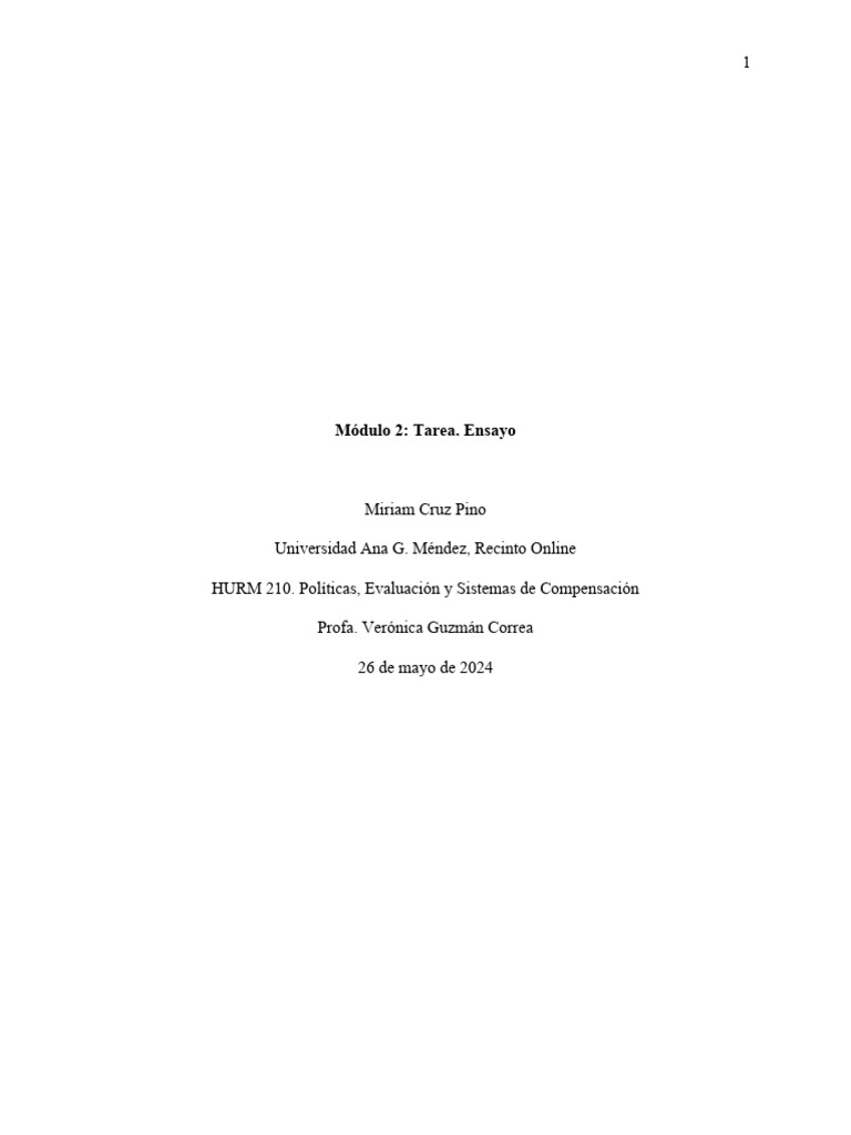 Modulo 2. Tarea Ensayo | PDF | Gestión de recursos humanos | Economias