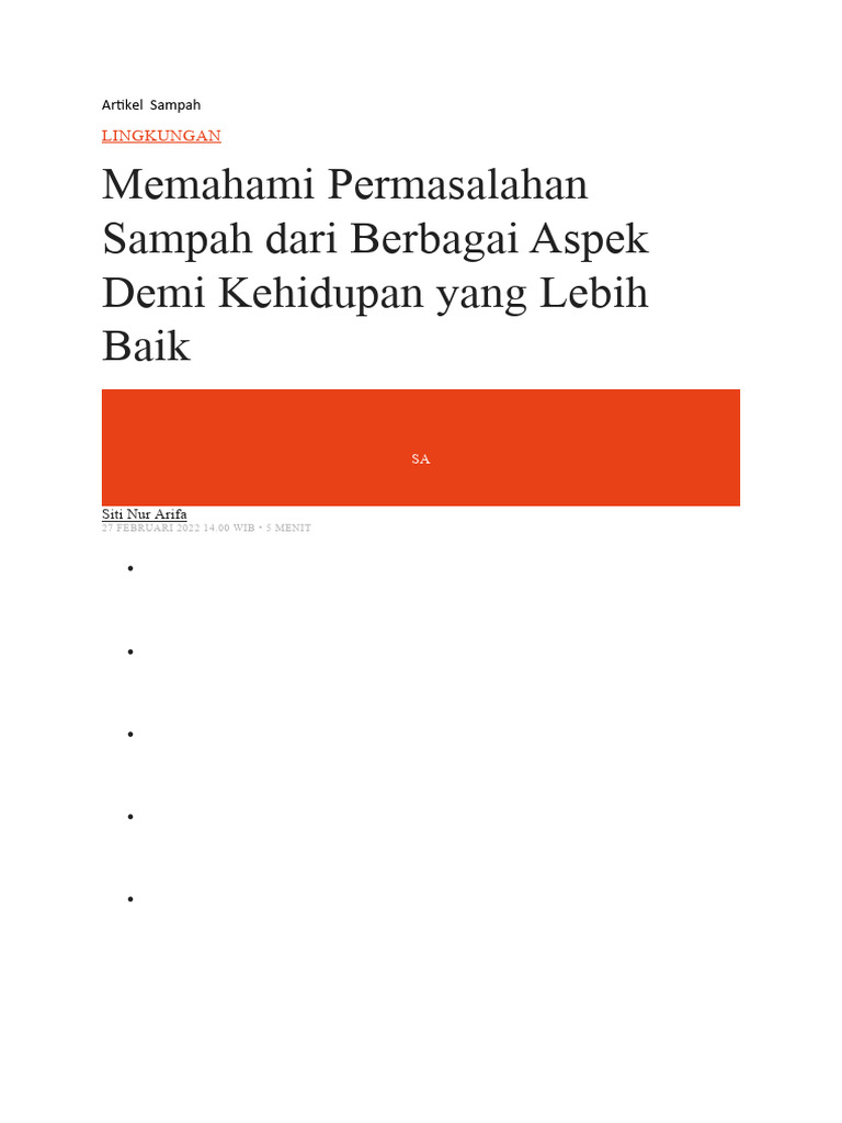 Pengelolaan Sampah untuk Lingkungan Sehat | PDF