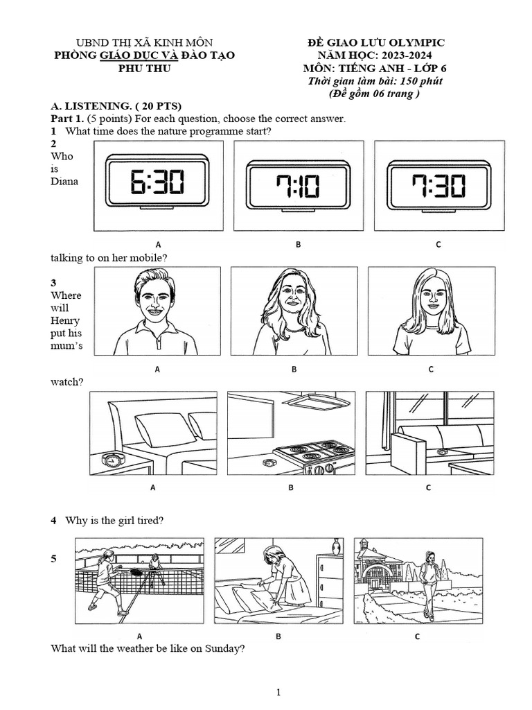 De GT Olympic Anh 6 So 1 K Dap An | PDF | English Language | Foreign Language