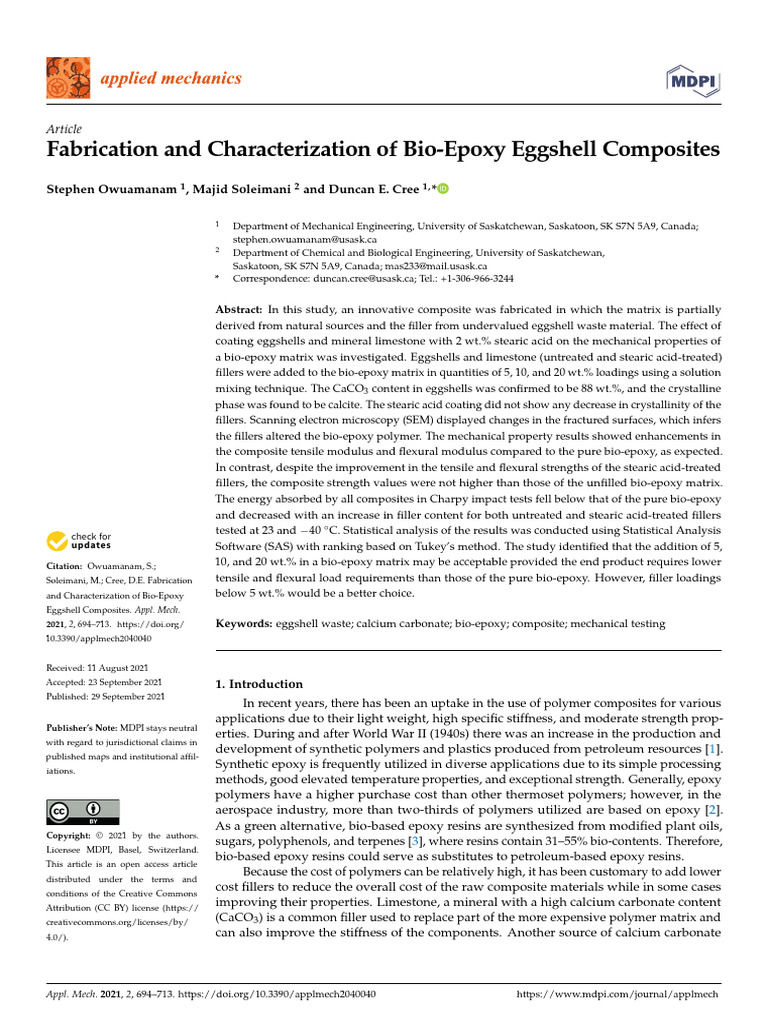 Fabrication and Characterization of Bio-Epoxy Eggshell Composites ...