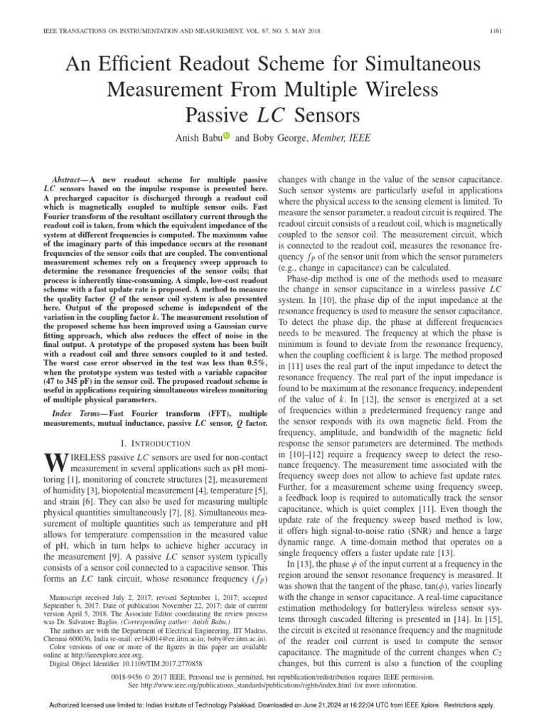 An Efficient Readout Scheme for Simultaneous Measurement From Multiple Wireless Passive LC ...
