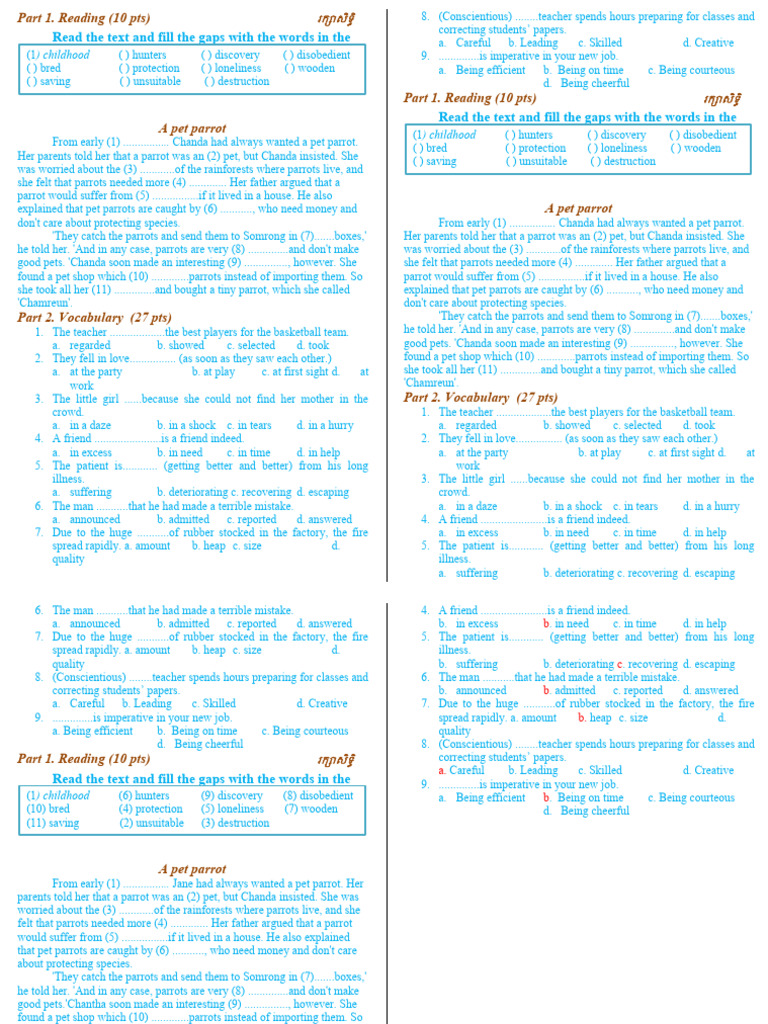 A Pet Parrot | PDF | Parrot